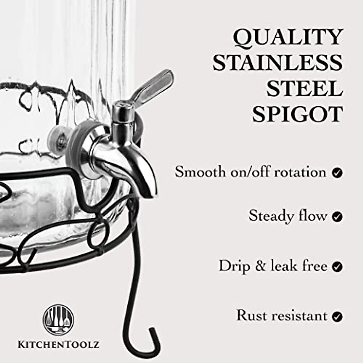 1.5 Gallon Glass Beverage Dispenser with Stainless Steel Spigot on Metal Stand, Mason Drink Dispenser For Parties, Sun Tea, Iced Tea, Water or Kombucha