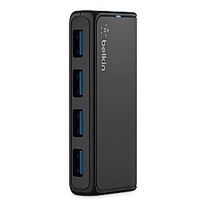 Belkin USB 3.0 Hub with 4 USB Ports - SuperSpeed USB Charging Station - USB Hub 3.0 - USB Adapter for iPhone Charger - USB Splitter - USB Port Hub - Powered USB Hub With Data Speeds Up To 5Gbps