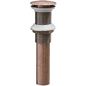 Homevacious 1 5/8" Bathroom Faucet Vessel Vanity Sink Pop Up Drain Assembly Stopper Without Overflow Copper Lead-Free Push & Seal