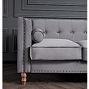 US Pride Furniture Modern Style 83'' Wide Living Room 3 Seater Grey Soft Cushion & Solid Wood Legs (S5369N-S5372N S) Sofas