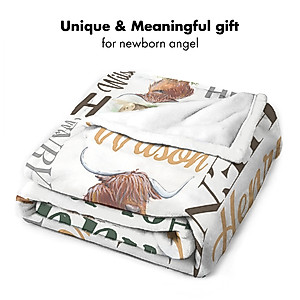 VibeCustom Personalized Cow Baby Blanket, Cow Print Baby Blanket, Receiving Baby Blanket Boy, Baby Blanket with Name, Baby Boy Swaddle Blanket, Sherpa Baby Blanket, Fleece Baby Blanket