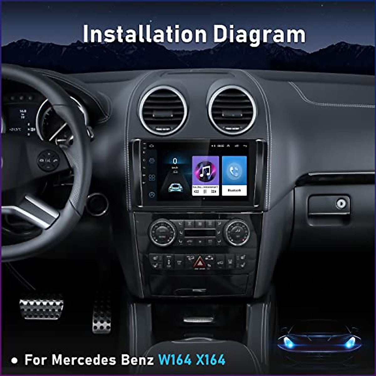 Android 9 Car Radio Stereo for Mercedes Benz W164 X164 ML350 ML500 ML280 GL320 GL350 GL450 2005-2011,Car Multimedia Player FM/RDS Mirror Link/WiFi/GPS