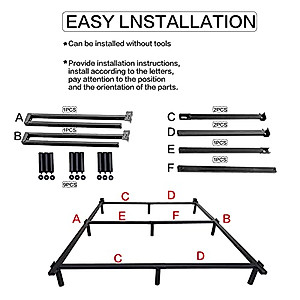 ANBLIZE Queen Size Bed Frame 7 Inch Heavy Duty Meta Bedframe for Box Spring and Mattress Set 9-Leg Weight Support 3000LBS Tool-Free Easy Assembly，Black