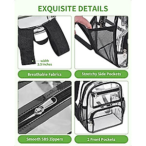 MAY TREE Small Clear Backpack Stadium Approved for Women Clear Bag for Stadium Events Concert Sporting, Black