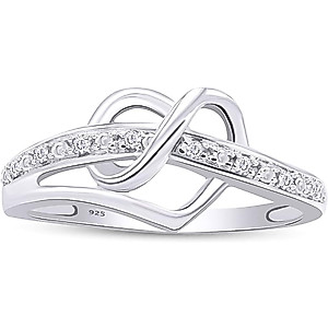 AFFY Sterling Silver Diamond Heart Ring (1/20 cttw, I-J Color, I3 Clarity)