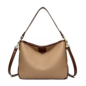 TarsaMult Hobo Bags for Women Soft Faux Leather Shoulder Crossbody Ladies Purses and Handbags Fashion Large Bucket Tote Bag(6157 Khaki)