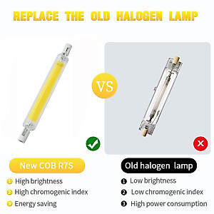 118mm 20W R7S LED Bulb (2 Pack) 100W Halogen Equivalent 118mm J-Type High Brightness 20W 120V R7S Base 6000K Daylight White J Type T3 118mm Double Ended Flood Light 360°Beam Angle Landscape Lights