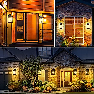 2 Packs Motion Sensor Outdoor Sconce - Advanced Dusk to Dawn Outdoor Lighting, Retro Motion Sensor Porch Light Fixtures, Black Waterproof Exterior Lantern Wall Mount for Garage, Outside, Anti-Rust