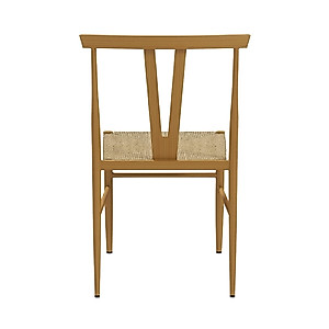 Wycian Patio Dining Chairs, Dining Set Boho 2PCS Solid Wood MDF Rattan Natural Seat Height 17.5" Living Room Bedroom Dining Rooms Garden