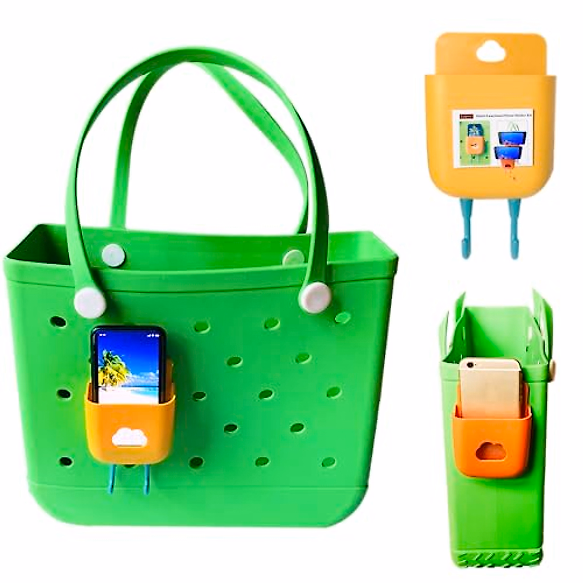 Lopau Phone Case Holder Accessory Compatible with Bogg Bag, Decorative Insert Travel Organizer Kit, Rubber Tote Accessories for Keep Your Phone Lipstip Sunglasses Wallet Keys Easy to Reach(Yellow)