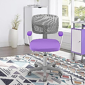 Giantex Kids Desk Chair, Height Adjustable Children Swivel Computer Chair with Y-Shaped Lumbar Support & Auto Sit-Locking Wheels, Mesh Kids Task Chair for Study, Boys Girls Aged 4-13,Purple