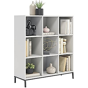 Sauder North Avenue White 9-Cube Cubby Organizer Bookcase, White Finish
