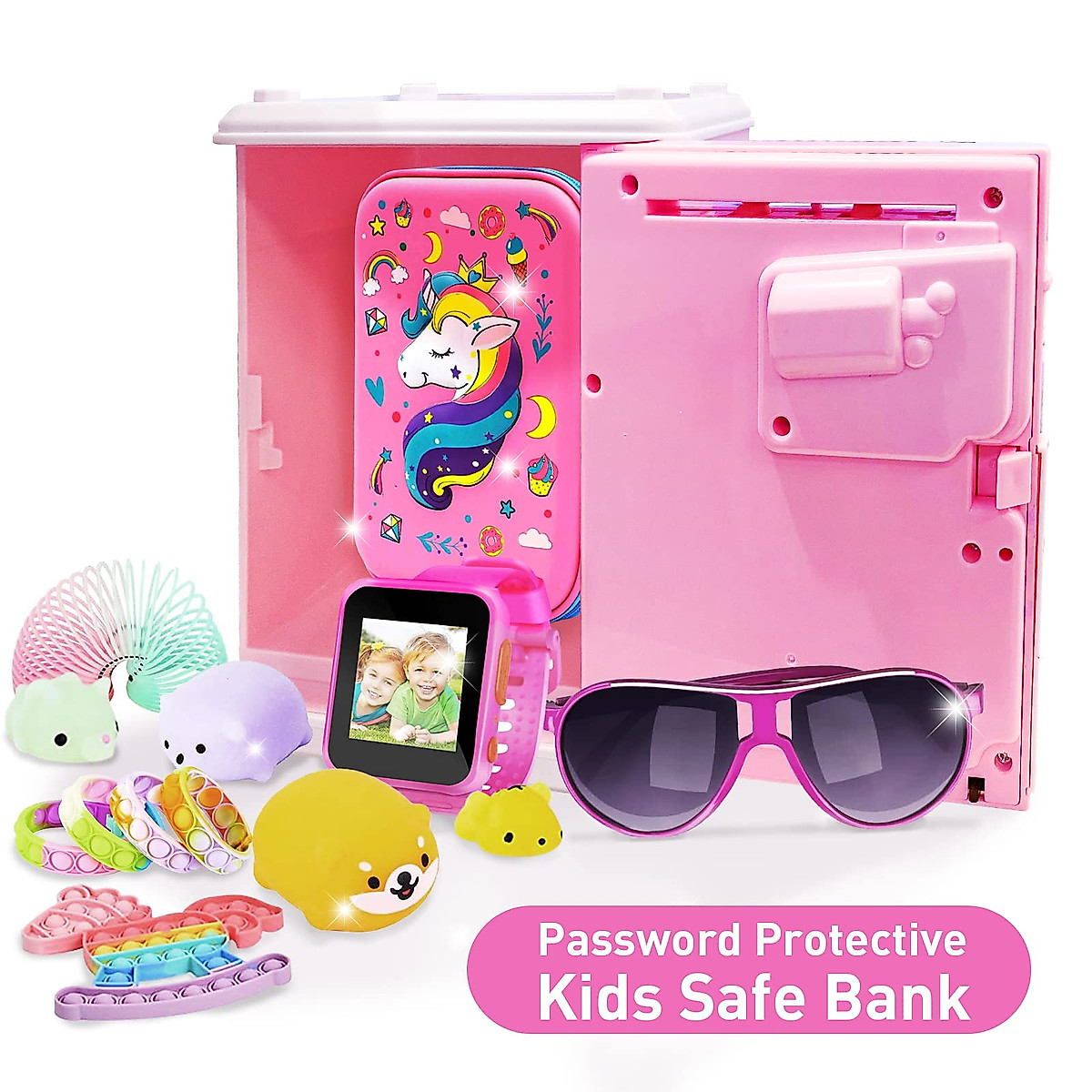ATM Unicorn Piggy Bank for Boys Girls, Electronic Money Bank with Stickers, Kids Toys for 5 6 7 8 9 10 11 12 Year Old Boys Birthday Gifts