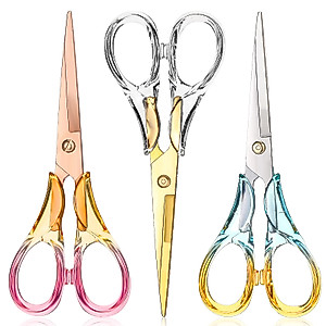 3 Pcs Gradient Color Acrylic Scissors Stylish Gold Craft Scissors with Handle Stainless Steel Scissors for Office Multipurpose Sewing Scissors Paper Cutting Tool Stationery Desk Accessories for Home