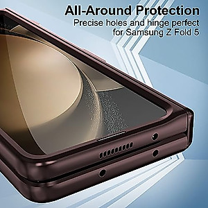 GOHHME for Samsung Galaxy Z Fold 5 Case with Magnetic Hinge Protection S Pen Holder Built-in Screen Protector Adjustable Stand, Camera Protection & Luxury Shockproof Thin Hard PC Cover (Burgundy)