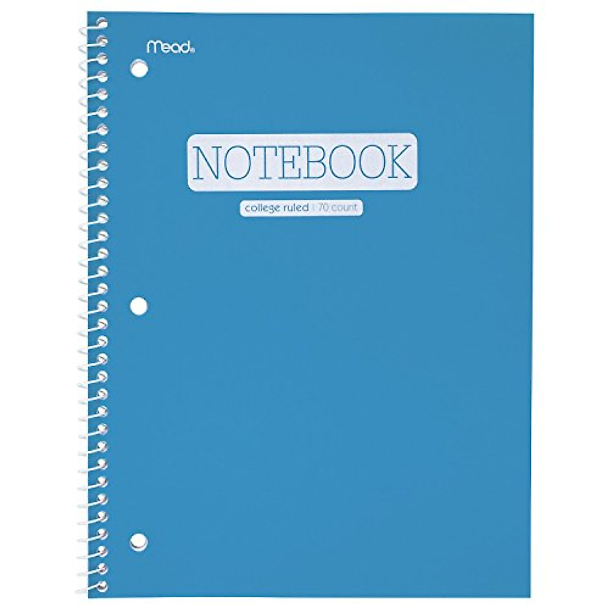 Mead Spiral Notebook, 1 Subject, College Ruled Paper, 70 Sheets, 10-1/2" x 7-1/2", Plastic, Color Selected For You, 1 Count (07178)