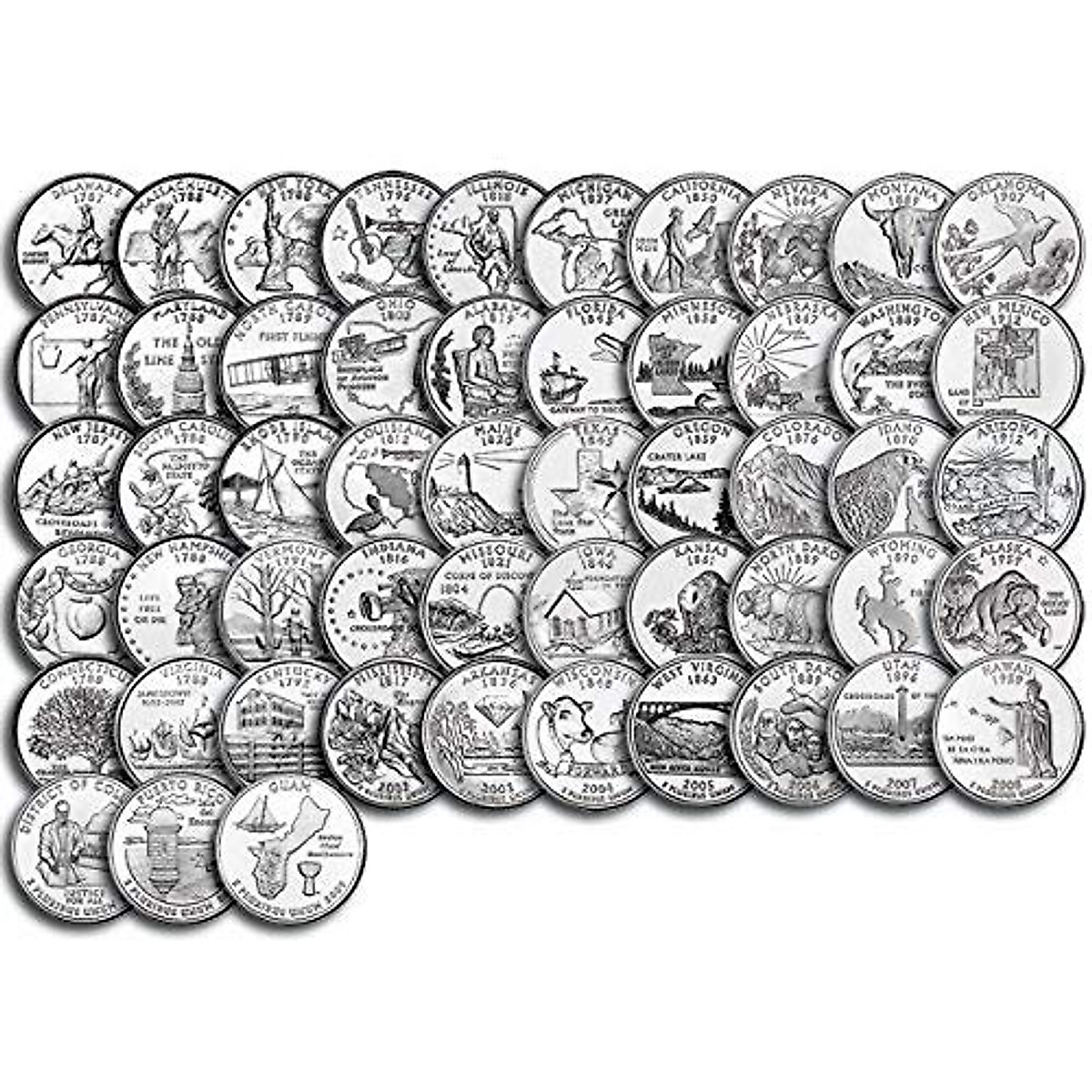 1999 P, D Complete 1999 thru 2009 P&D 112-coin B.U. State Quarter Set Uncirculated