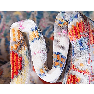 Unique Loom Austin Collection Botanical, Medallion, Vintage Area Rug, 8' 0" x 10' 0", Beige/Blue