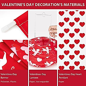 Valentines Day Decor, Valentine's Banner I LOVE YOU Heart Banner 6 Pack Paper Lantern, Happy Valentines Banners for Home Fireplace Porch Door, Red Pink Hanging Romantic Decorations Special Night Party