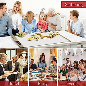 Silicone Food Warming Mat, Portable Electric Heating Tray with 3 Adjustable Temperature Settings Safety Lock Kitchen Warmer Mat Roll Up Family Party Indoor Outdoor Camping Thanksgiving