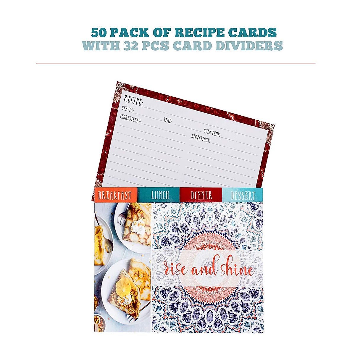 Ring Binder Depot, Recipe Cards 4 inch X 6 inch on Premium Thick Card Stock with Card Dividers Included! Great Gift for Amateurs or Experienced Chefs (Pack of 50)