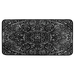 ALAZA Black and Silver Mandala Kitchen Rugs Non Slip Soft Kitchen Floor Mats Standing Mat Bath Rug Runner Doormats Carpet for Home Decor 39 X 20 inch