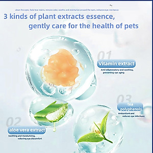 Eye Wipes for Dogs, 200 Pads Pet Tear Stain Cleaning Wipes for Eye Care of Dogs and Cats, Mild Ingredient, Gently Remove Pet Tear Stain, Eye Debris, Discharge, Mucus Secretions - Safe Ingredients