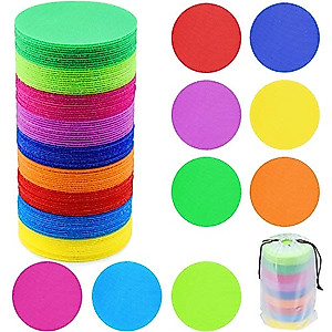 EAONE 99 Pack Carpet Dots for Classroom(4” in Diameter), Hook and Loop Magic Tape Circles Markers, Reusable Floor Dot Spot for School Teachers Students Group Kindergarten Activity, 9 Colors