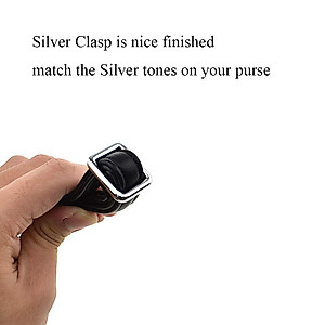 HAHIYO Adjustable Smooth Black Leather Purse Chain Strap Length 31.5-55.1 Inch Silver Hardware for Shoulder Cross Body Sling Purse Replacement Comfortable 0.47 Inch Wide 4.7mm Extra Thick 1 Pack