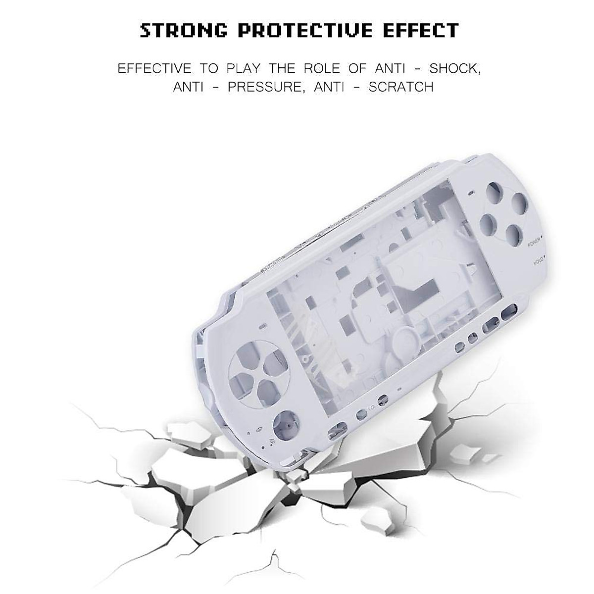 Game Console Shell Replacement Full Housing Console Case Compatible with PSP 3000 Game Console Shell(White)