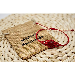 Handmade Red String Bracelet with 10mm Red Agate Bead - Good Luck and Protection - Ideal Gifts for Women, Teen Girls, Mother-Daughter, Couples, Sisters, and Friends (RuYi Knot 10MM Agate 1PC)