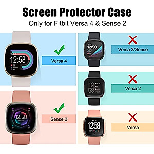 KPYJA Screen Protector Compatible with Fitbit Sense 2/Versa 4 Case, Soft TPU Plated Case All-Around Protective Screen Full Cover Bumper Compatible for Fitbit Sense 2/Versa 4 Smart Watch