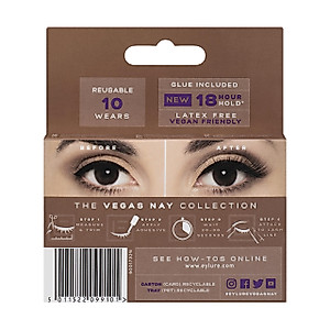 Eylure Vegas Nay Bronze Beauty False Eyelashes, Reusable, Adhesive Included, 1 Pair, Cruelty Free