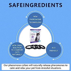 Calming Collar for Cats 4 Pack Cat Anxiety Relief and Stress Lasts 60 Days Cat Calming Collar Calming Pheromone Collar for Cats Cat Pheromone Collar Adjustable Size for All Cats(Black)