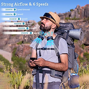 Koonie 10000mAh Neck Fan, 48hrs Working Portable Neck Fan with 6 Speeds, Battery Operated USB Rechargeable Fan, 360° Neck Rotation, Hands Free Personal Fan for Climbing, Hiking, Outdoors