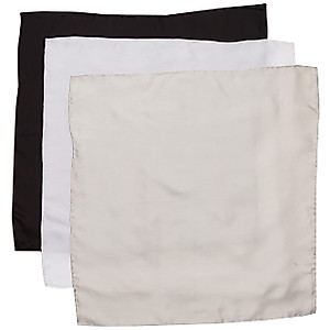 Stacy Adams Men's 100 Percent Silk Hand Rolled 17"X 17" Pocket Square Three Piece Set, White/black/Silver, One Size