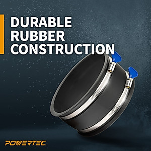 POWERTEC 70362 Dust Collection Reducer 6" OD to 4" OD with 6" Dust Control Flex Cuff