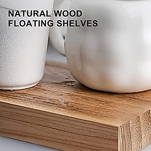 jmaisiu Floating Shelves, Set of 2 Wall Shelves with Invisible Brackets, 19.7Inch Natural Wooden Shelves for Wall Decor, Hanging Storage Shelves for Bedroom Kitchen Bathroom Living Room Decoration