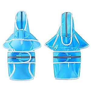 KTHZI Dog Raincoat Adjustable Pet Waterproof and Windproof Clothes Lightweight Rain Jacket Poncho for Hoodies with Strip Reflective(D Blue,Medium，YY31)