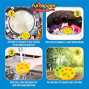FurZapper Pet Hair Remover for Laundry, 2 Count - Reusable Dog & Cat Hair Remover Tool As Seen on Shark Tank - Removes Pet Fur, Hair, Lint, Dander from Clothes & Laundry - One FurZapper Per Pet