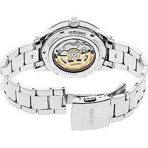 SEIKO Men's Cream Dial Silver Stainless Steel Band Presage Automatic Watch