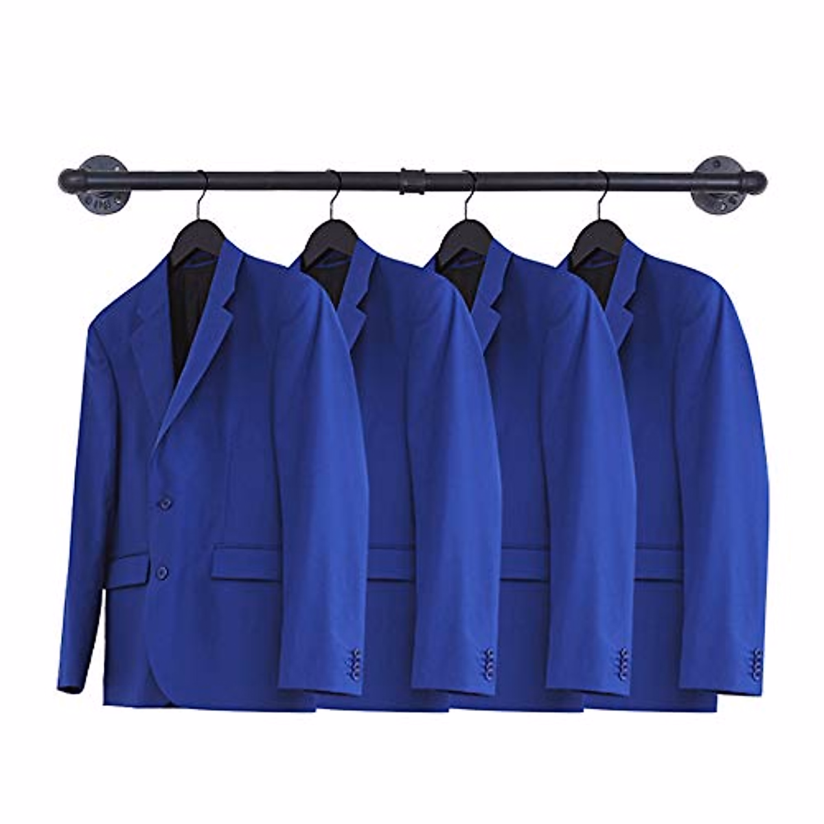 Industrial Pipe Clothing Rack, Wall Ceiling Mounted Clothes Garment Rack 30'', Black Iron Pipe Clothes Hanging Bar, Heavy Duty Metal Hanging Rod for Retail Display Closet Storage and Laundry Organizing