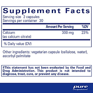 Pure Encapsulations Calcium (Citrate) - Supplement for Bone, Teeth, Colon, and Cardiovascular Health Support* - with Premium Calcium Citrate - 60 Capsules