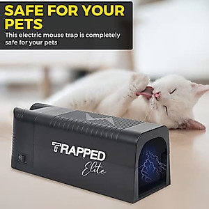 TRAPPED Elite Electric Rat Trap - Electric Rat & Mice Trap - Easy to Use & Set Up to Clean - Humane Rodent Trap - Family & Pet Safe. Perfect for Rats & Mice