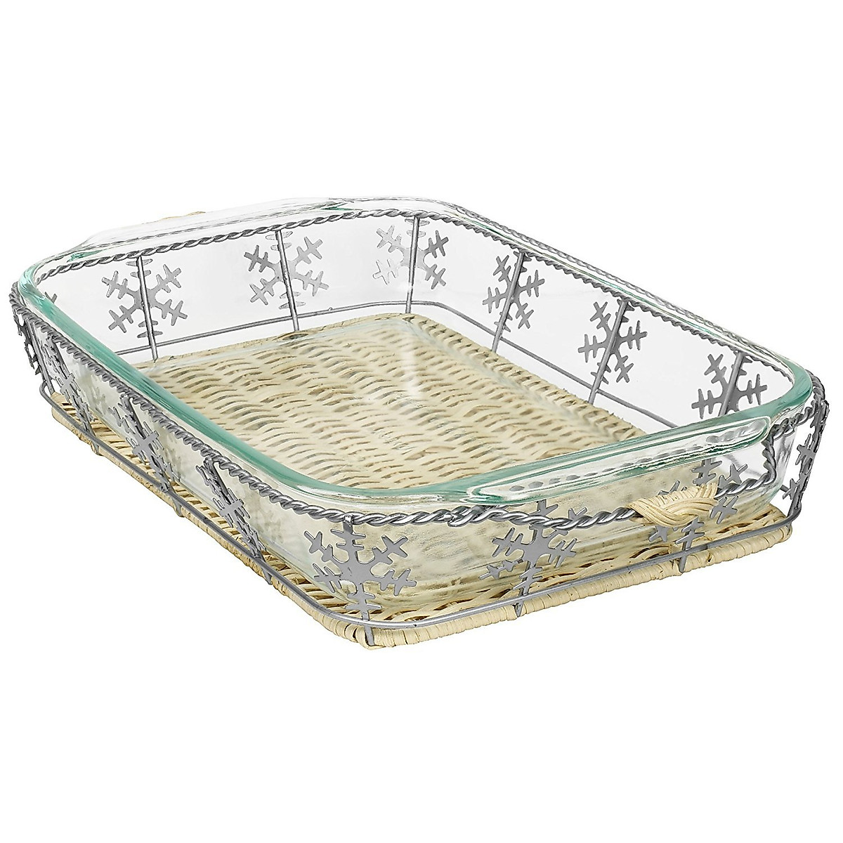 Pyrex 3 Quart Round Glass Snowflake Basket