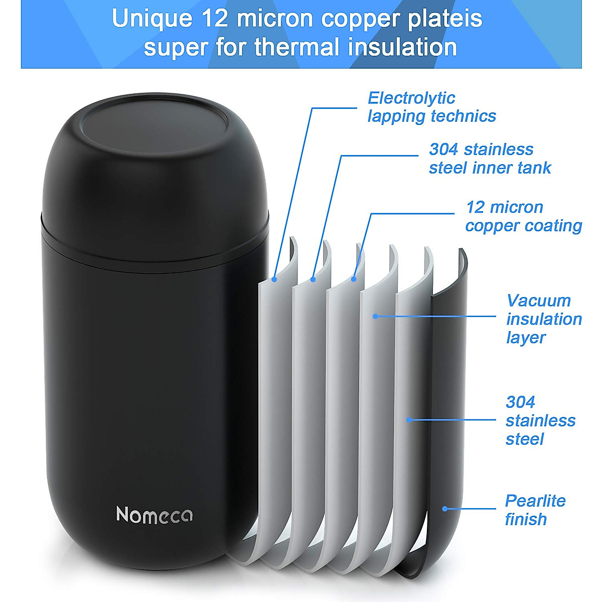 Nomeca Food Thermo for Hot Food - 24 Oz Adult Stainless Steel Insulated Food Jar Keep Food Hot/Cold Lunch Container with Spoon Leakproof Soup Thermal Lunch Box for School Office Outdoor, Black