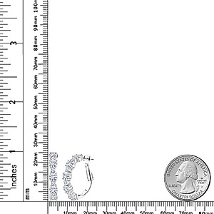 Gem Stone King 925 Sterling Silver White Moissanite Earrings | Hoop Earrings For Women | 2.60 Cttw | Round 4MM and 2MM | 1 Inch Diameter