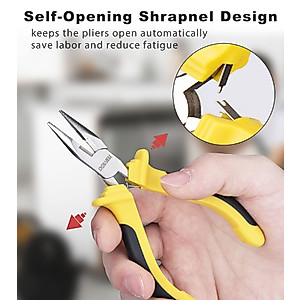 DOWELL 6-piece Mini Pliers Set Needle Nose Diagonal Long Nose Bent Nose End Cutting and Linesman for Making Crafts Repairing Electronic Devices with Pouch