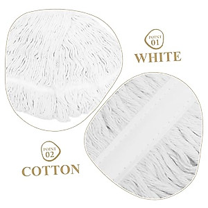 HONMEET Mop Replacement Head Wet Mop Head Refill Mop Head Commercial Mop Head Floor Sweeper Mop Refill Replacement Mop Refill Accessory Cleaning Mop Replacement Cotton Thread White
