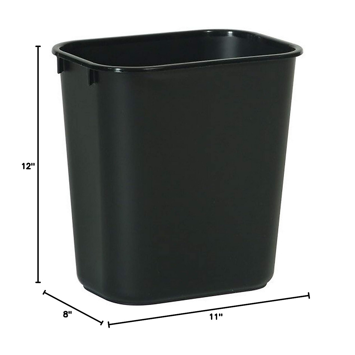 Rubbermaid Commercial Standard Wastebasket, 12.1" x 8.1" x 11.4", Black